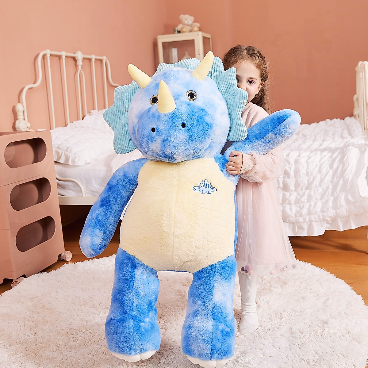 IKASA Giant Triceratops Stuffed Animal Plush Toy,30" Large Dinosaur Big Jumbo Soft Toys, Huge Size Cute Fluffy Plushy Fat Plushie,Gifts for Kids