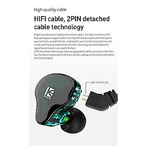 Kbear KS2 in Ear Monitor Wired Earbuds IEM Stereo Bass Earphone, HiFi Headphones Noise Cancelling 1BA 1DD High Resolution Headsets with Detachable Cable for Running Walking Stage (Without Mic, Green)