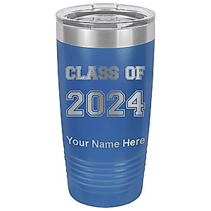 LaserGram 20oz Vacuum Insulated Tumbler Mug, Class of 2023, 2024, 2025, 2026, 2027, Personalized Engraving Included (Dark Blue)