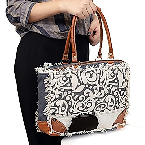 Upcycled Canvas & Leather Shoulder Bag Tote Crossbody Purse Leather Tote Bag Classic Canvas Tote (style 2)