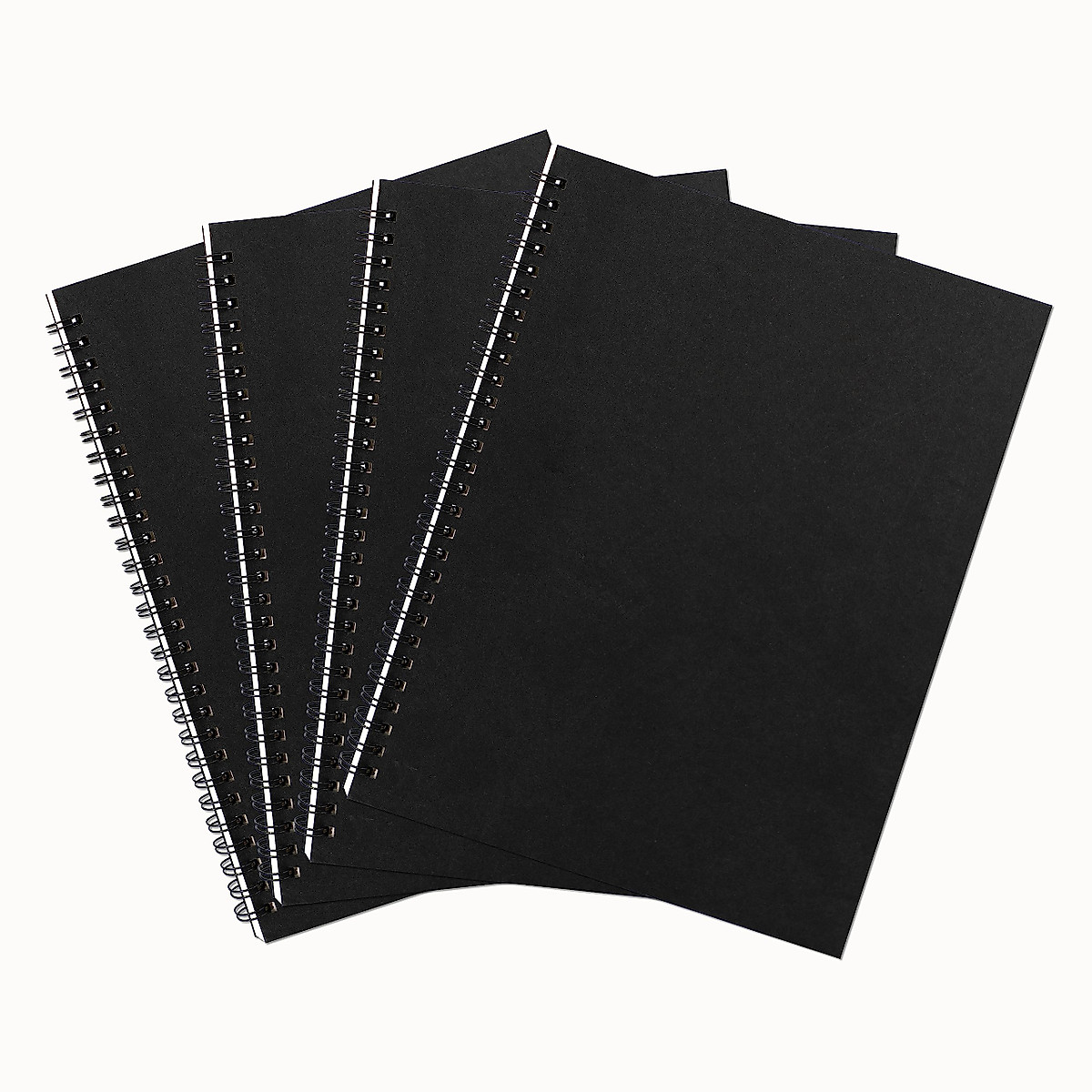 DSTELIN 10 inch x 7.5 inch, 100GSM, Blank Spiral Notebook, 4-Pack, Soft Cover, Sketch book, 50 Pages / 25 Sheets, (Black)
