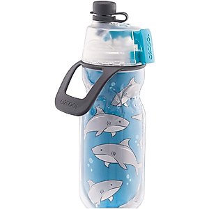 O2COOL Mist 'N Sip Kids Misting Water Bottle 2-in-1 Mist And Sip Function With No Leak Pull Top Spout 12oz (Sharks)