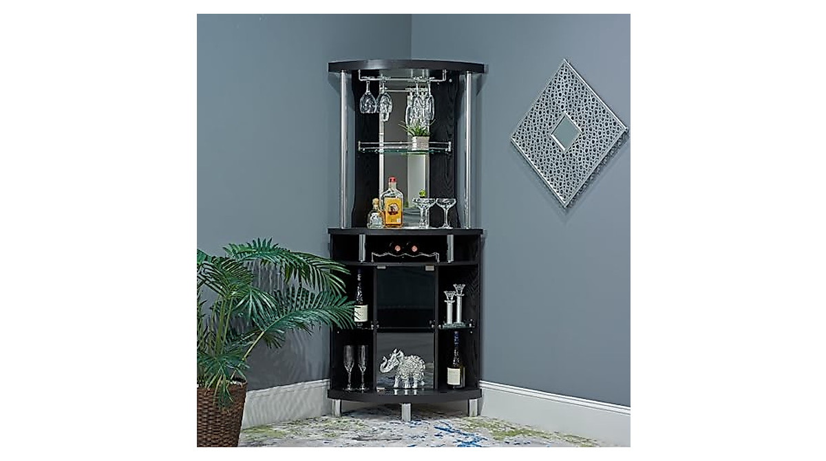 Stylish Home Source Corner Bar Unit in Black
