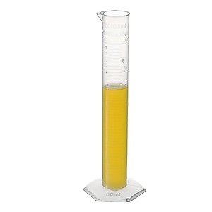 uxcell Plastic Graduated Cylinder, 50ml Measuring Cylinder, Science Test Tube Beakers, Single Metric Scale, Clear Hex Base Flask for Lab Home 3pcs