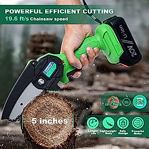 Tegatok Cordless Mini Chainsaw 4-inch, Mini Chainsaw with Battery and Charger, Handheld Small Chainsaw with Safety Lock, Portable Power Chain Saws for Trimming Tree Branches and Cutting Wood