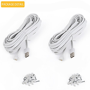 iTODOS 2 Pack 20ft/6m Power Cord for Google Nest Cam (Battery) Only,Replacement Cable,Weatherproof Outdoor,Flat Charging Cable for Nest Camera(Battery)-White