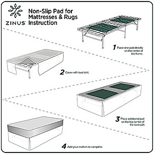 ZINUS Non-Slip Pads for Mattresses & Rugs - Set of 2 / Non-Skid Pads