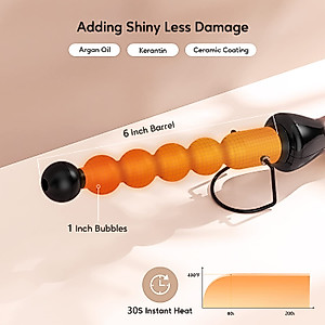 Terviiix Bubble Curling Wand, Spiral Curling Iron for Tight & Loose Curls, Curling Wand for Long Hair, Ceramic Long Barrel Wand Curler for Fine Hair, Instant Heat to Max 430°F, with Glove & Clips