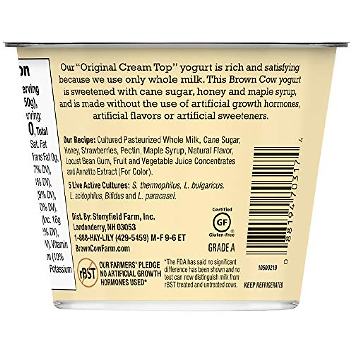 Brown Cow Cream Top Strawberry on the Bottom Whole Milk Yogurt, 5.3 oz. Cup- Creamy, Delicious Yogurt