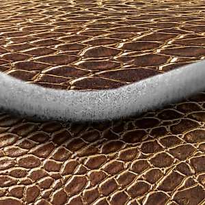 Lunarable Animal Print Car Mat Set of 4, Tint Vivid Crocodile Skin Nature Life Toughness High-End Design Art, Front & Back Seat Floor Mat Durable PVC Backing Car Accesory, Brown Pale Brown