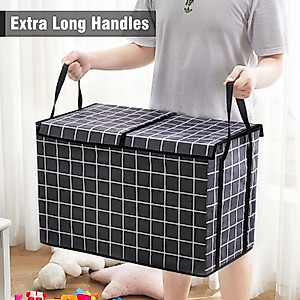 Kids Toy Box Chest with Flip-Top Lid, Large Collapsible Sturdy Toy Organizer for Girls and Boys, Storage Trunk for Playroom, Nursery (82L, Blackwhite)