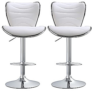 YIMUSTUK Premium Adjustable Swivel Bar Stools,Kitchen Counter Bar Stools Set of 2,White