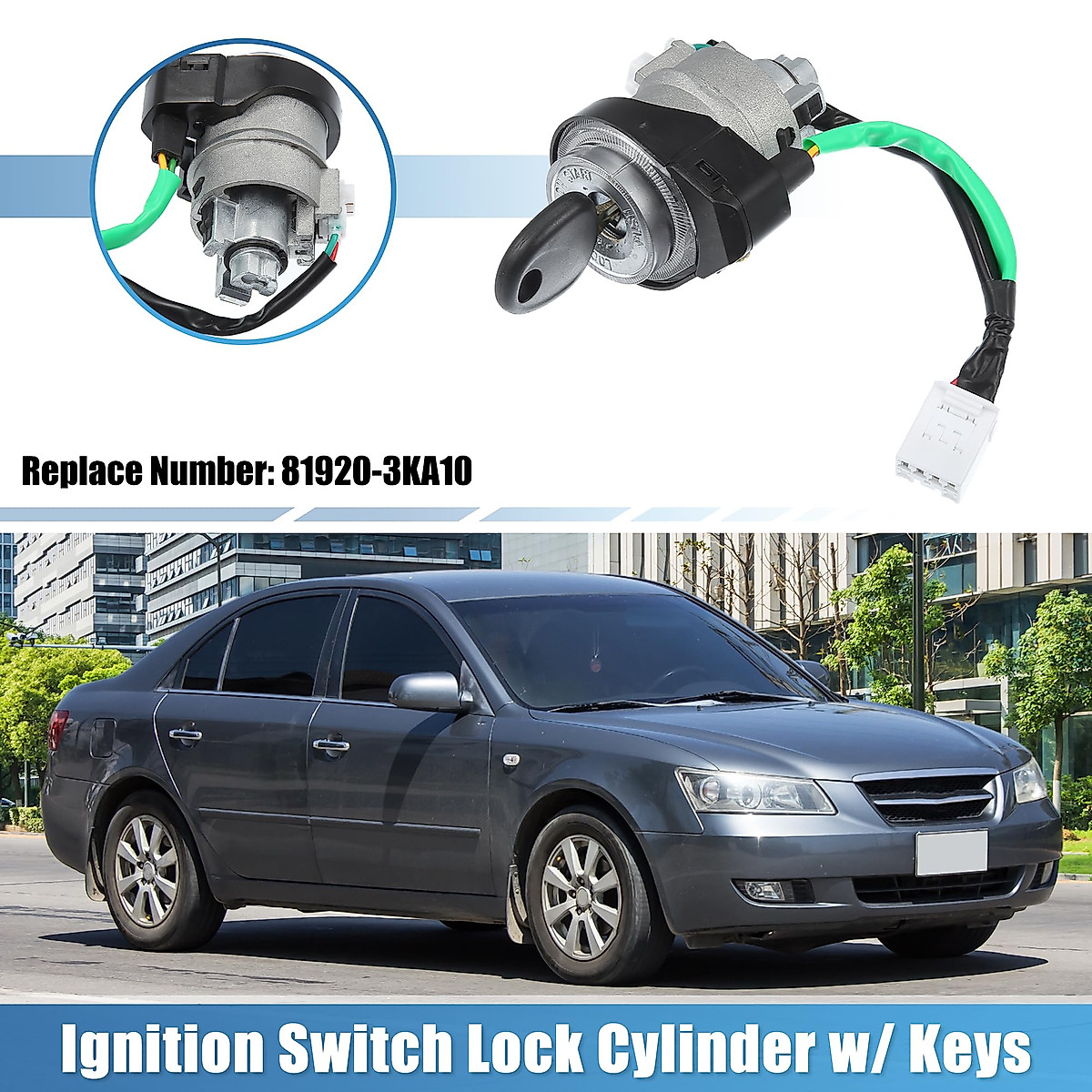 uxcell No.819203KA10 Car Ignition Switch Lock Cylinder with 2 Keys for Hyundai Sonata 2.4L L4 3.3L V6 2005-2007 Ignitigon Starter Switch Steering Lock Cylinder Set