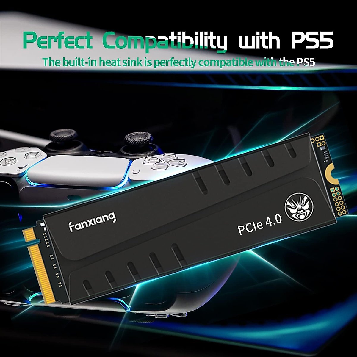 fanxiang S770 1TB NVMe M.2 SSD for PS5 - with Heatsink and DRAM, Up to 7300MB/s, PCIe 4.0, Suitable for Playstation 5 Memory Expansion, Game Enthusiasts, IT Professionals