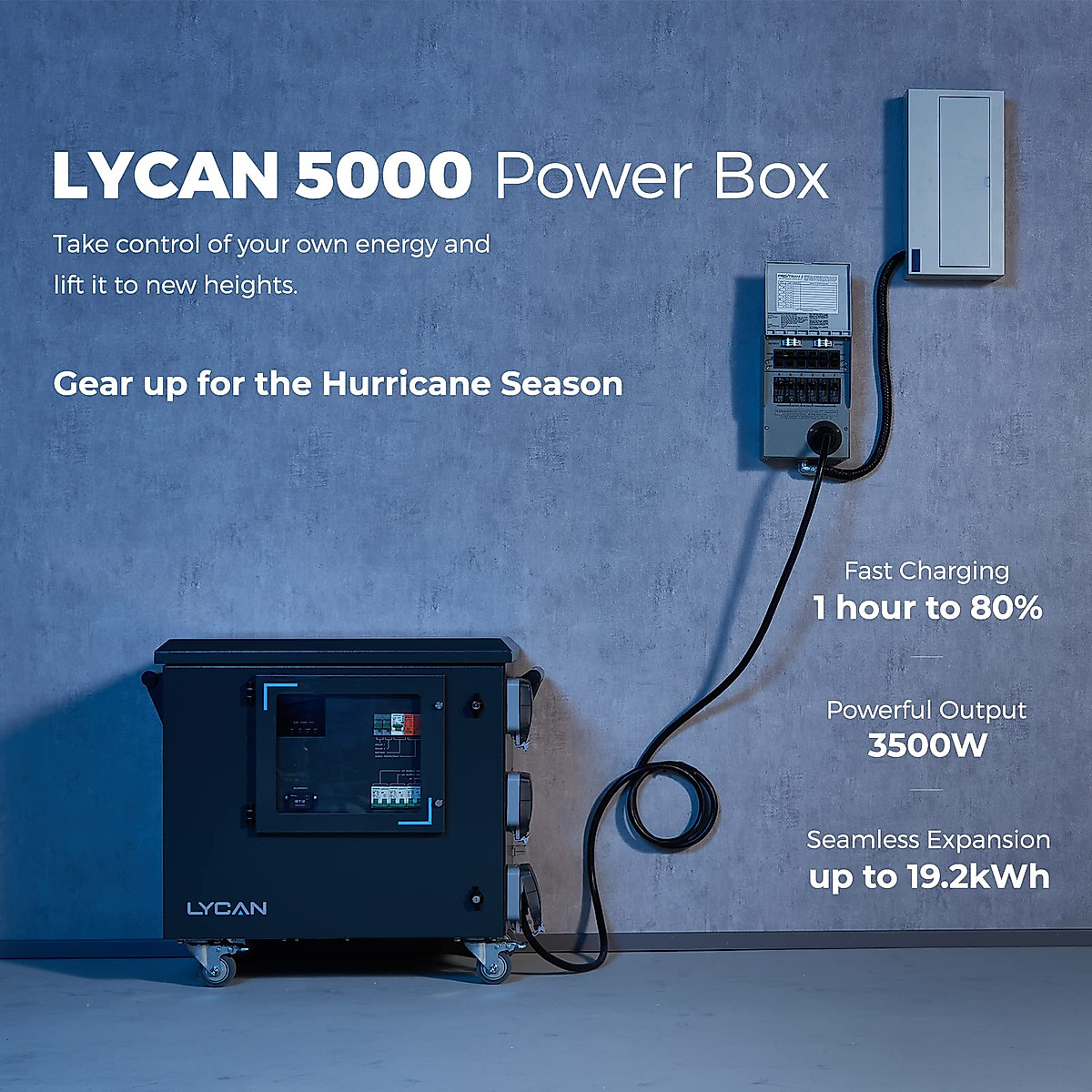 Renogy Solar Generator LiFePO4 Battery, 4.8kWh Expandable Power Station 3500W AC Output, IP55 Portable Deep Cycles Lithium Battery for Home Backup Emergency Off-Grid RV Camping, Lycan Powerbox