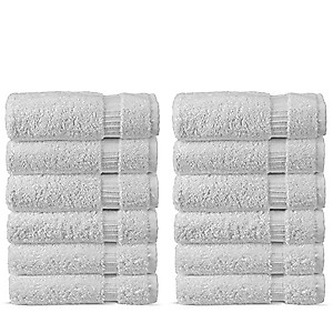 Chakir Turkish Linens 100% Cotton Premium Turkish Washcloths | 13'' x 13'' (Washcloth-12 Piece - White)