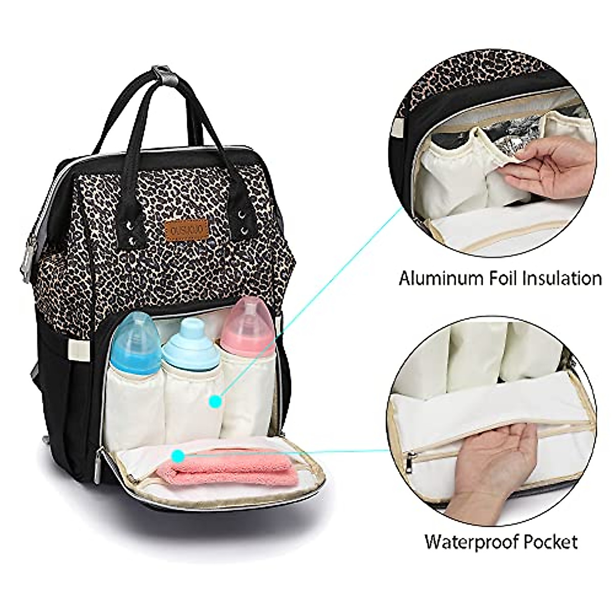 OUSIJOJO Diaper Bag Backpack Diaper Bags for Baby Girl Boy Baby Diaper Changing Backpacks Maternity Diaper Bags Cheetah Print Nappy Bag,Leopard