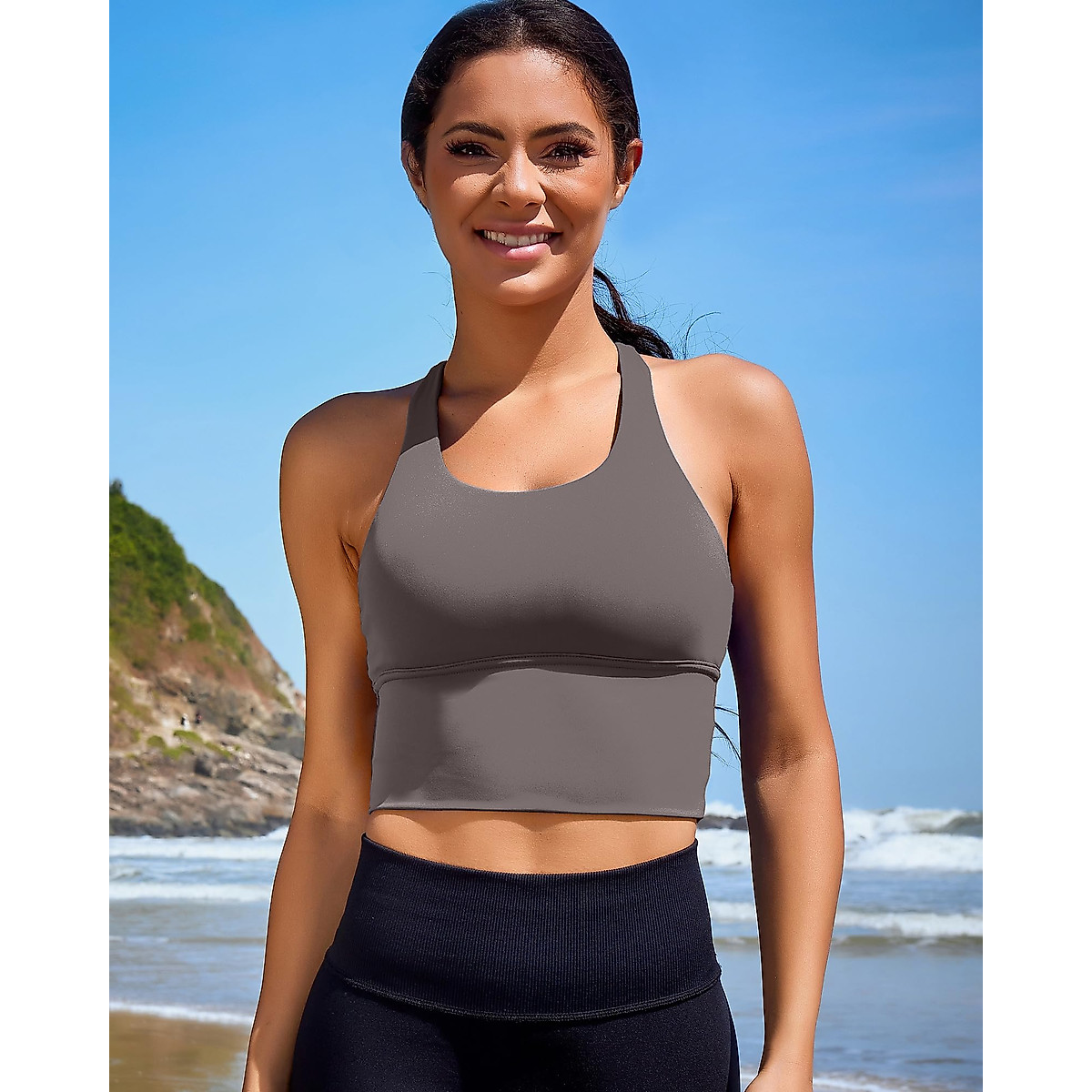 XUNYU Women Sports Bras Longline Fitness Crop Tops Tank Gym Camisole Strappy Criss Cross Yoga Workout Running Shirts