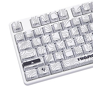 Higround Topograph PBT Dye Sub Keycaps - for Mechanical Keyboards, Full 123 Key Set, OEM Profile, ANSI ISO Support, US Layout (SNOWSTONE)