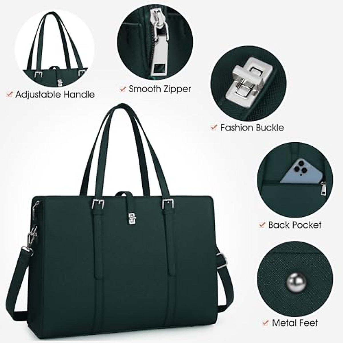 IGOLUMON Laptop Bag for Women 15.6 Inch Leather Laptop Tote Bag Waterproof Womens Work Shoulder Bag Professional Computer Briefcase Business Office Bag Large Capacity Fashion Handbag