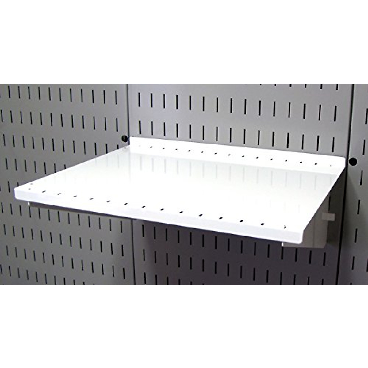 Wall Control Pegboard Shelf 12in Deep Pegboard Shelf Assembly for Wall Control Pegboard and Slotted Tool Board – White