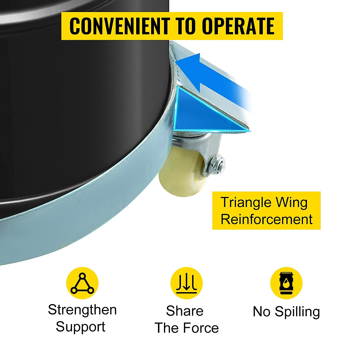 BestEquip Heavy Duty Drum Dolly 5 Swivel Caster Wheel 55 Gallon Steel Frame Non Tipping with Brake