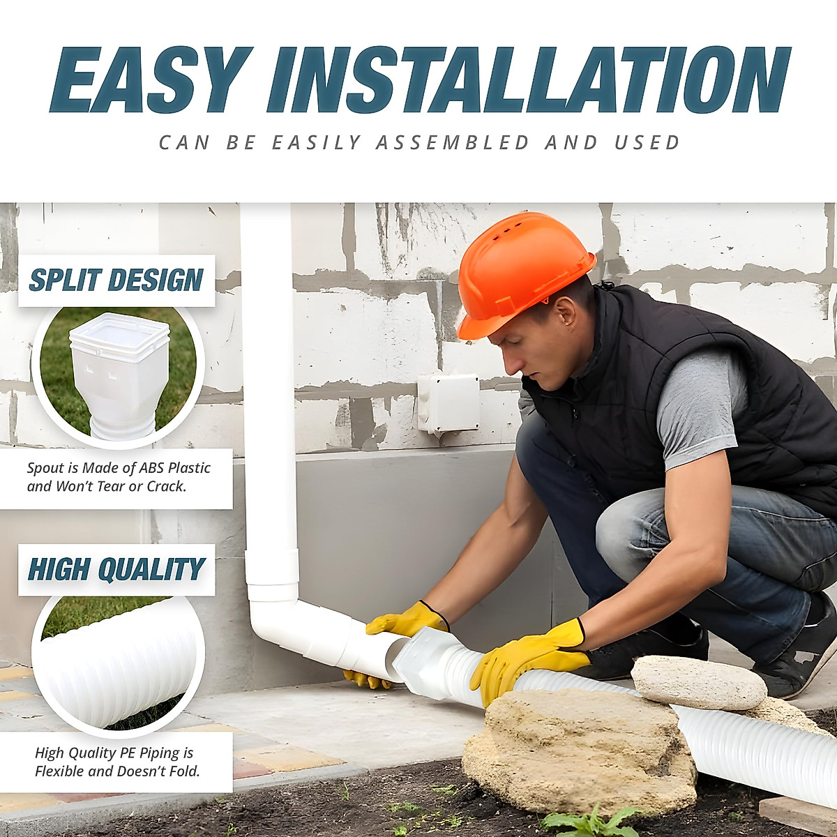 Gutter Downspout Extensions 2 pack, water gutter, Gutter Extension Flexible with Unit Bit Downspout Extension White Downspout Extender Downspout Diverter Downspout Drain Extension