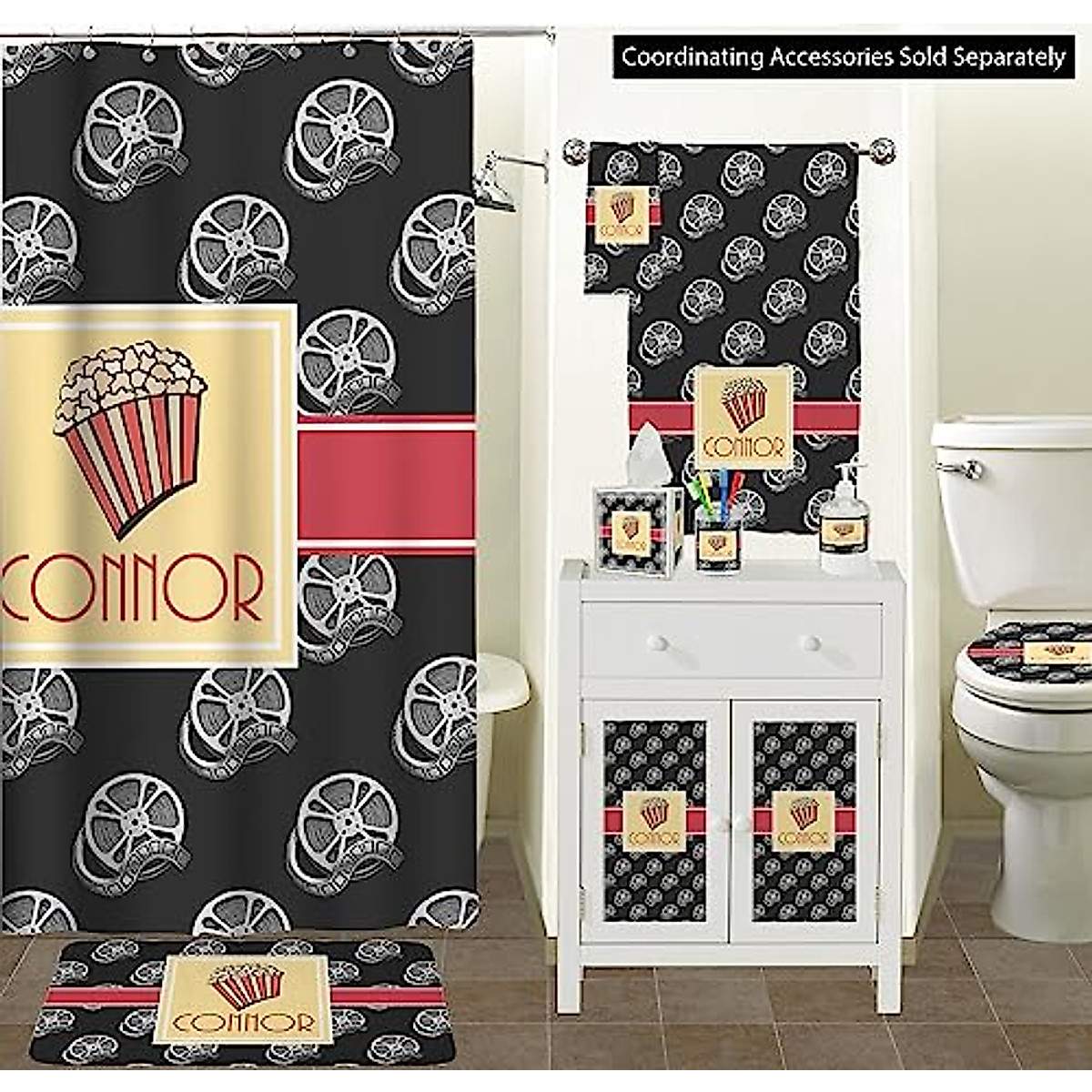 RNK Shops Movie Theater Waste Basket - Double Sided (Black) (Personalized)