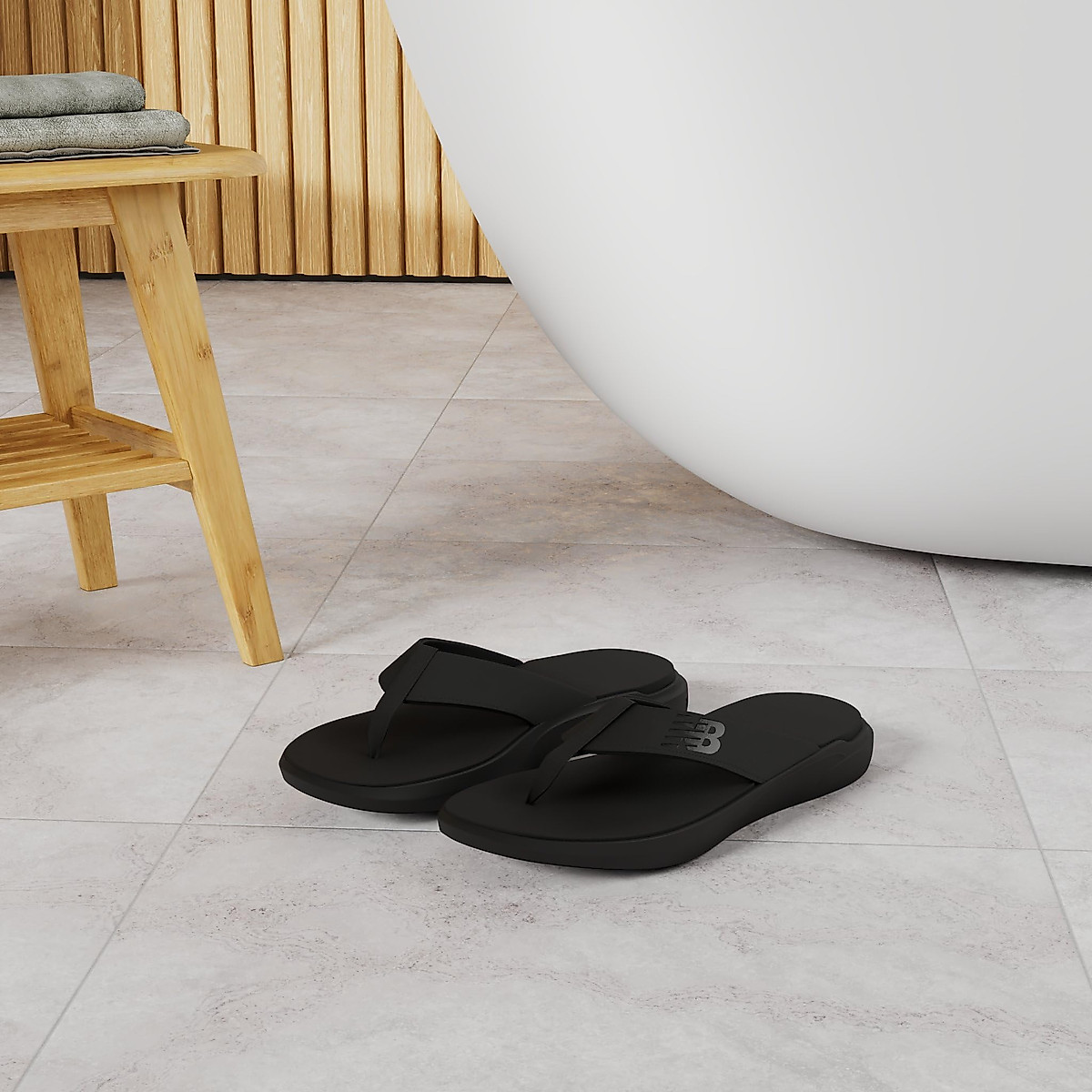 New Balance Men's 340 V1 Flip-Flop, Black/Magnet, 13