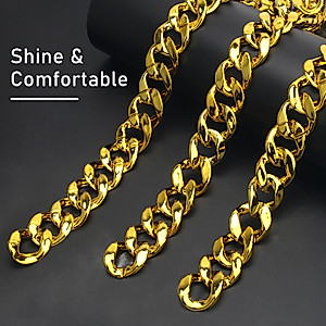 Catcan Hip Hop Chunky Gold Chain 2 Pack, 36 Inch Big Plastic Gold Necklace 80s 90s Punk Turnover Necklace Men Costume Accessory for Party Costume Class Bar
