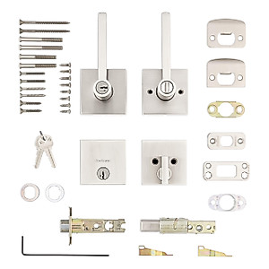 Kwikset 991 Halifax Keyed Entry Lever and Single Cylinder Deadbolt Combo Pack featuring SmartKey Security in Satin Nickel