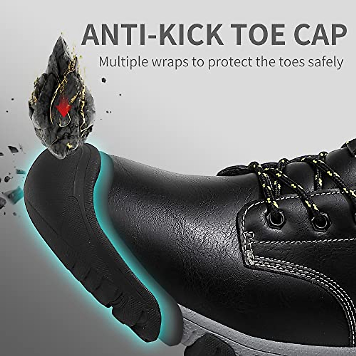 ASTERO Men Hiking Boot Warm Ankle Booties Non-slip Winter Shoes Snow Footwear for Male Climbing Trekking(Blue, Size 8.5)