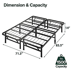ZINUS SmartBase Tool-Free Assembly Mattress Foundation / 14 Inch Metal Platform Bed Frame / No Box Spring Needed / Sturdy Steel Frame / Underbed Storage, Cal King