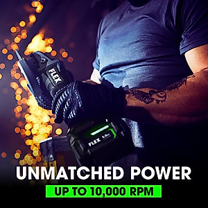 FLEX 24V Brushless Cordless 5-Inch 10,000 RPM Variable Speed Paddle Switch Angle Grinder Kit with 5.0Ah Lithium Battery and 160W Fast Charger - FX3171A-1C