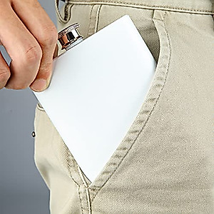 FYL Hip Flask for Liquor Matte White 8oz 18/8 Stainless Steel Leakproof with Funnel， Never-Lose Cap Gift Flask