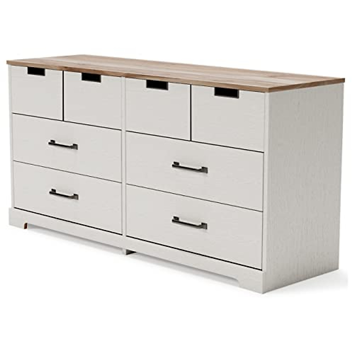 Signature Design by Ashley Vaibryn Farmhouse 6 Drawer Dresser with Smooth-Gliding Drawers and Safety Stop, White & Light Brown