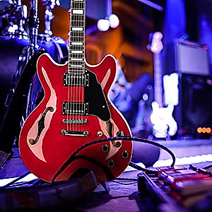 Grote Full Scale Electric Guitar Semi-Hollow Body Guitar Stainless Steel Frets(Red)