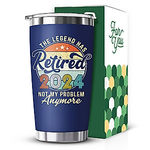 HEXMOZ Retirement Gifts for Men, Women 2024, Best Gifts for Retirement Men, Funny Retirement Gifts for Men, Man - The Legend Has Retired, Happy Retirement Party Decorations For Men - 20oz Tumbler Cup