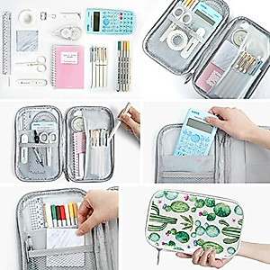 ZZKKO Cactus Succulent Pencil Bag Case Zipper Pencil Holder Organizer Stationary Pen Bag Cosmetic Makeup Bag Pouch Purse for School Office Supplies