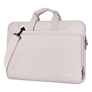 MOSISO 360 Protective Laptop Shoulder Bag Compatible with MacBook Air 15 inch M2 A2941 2023/Pro 16 inch M3 M2 M1 2023-2019, 15-15.6 inch Notebook,Matching Color Sleeve with Belt, Stone Gray