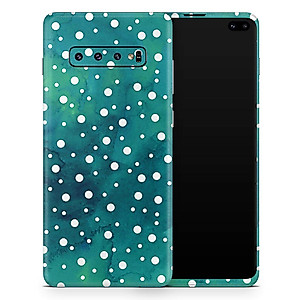 DesignSkinz Green and White Watercolor Polka Dots Protective Vinyl Decal Wrap Skin Cover Compatible with The Samsung Galaxy S20 (Screen Trim & Back Glass Skin)