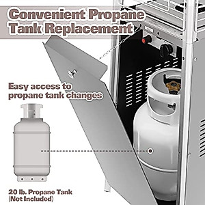 Hykolity 48000 BTU Pyramid Patio Heater, Glass Tube Propane Patio Heater with Wheels and Cover, Outdoor Propane Heaters for Backyard, Garden, Patio, Porch and Pool, Silver Grey