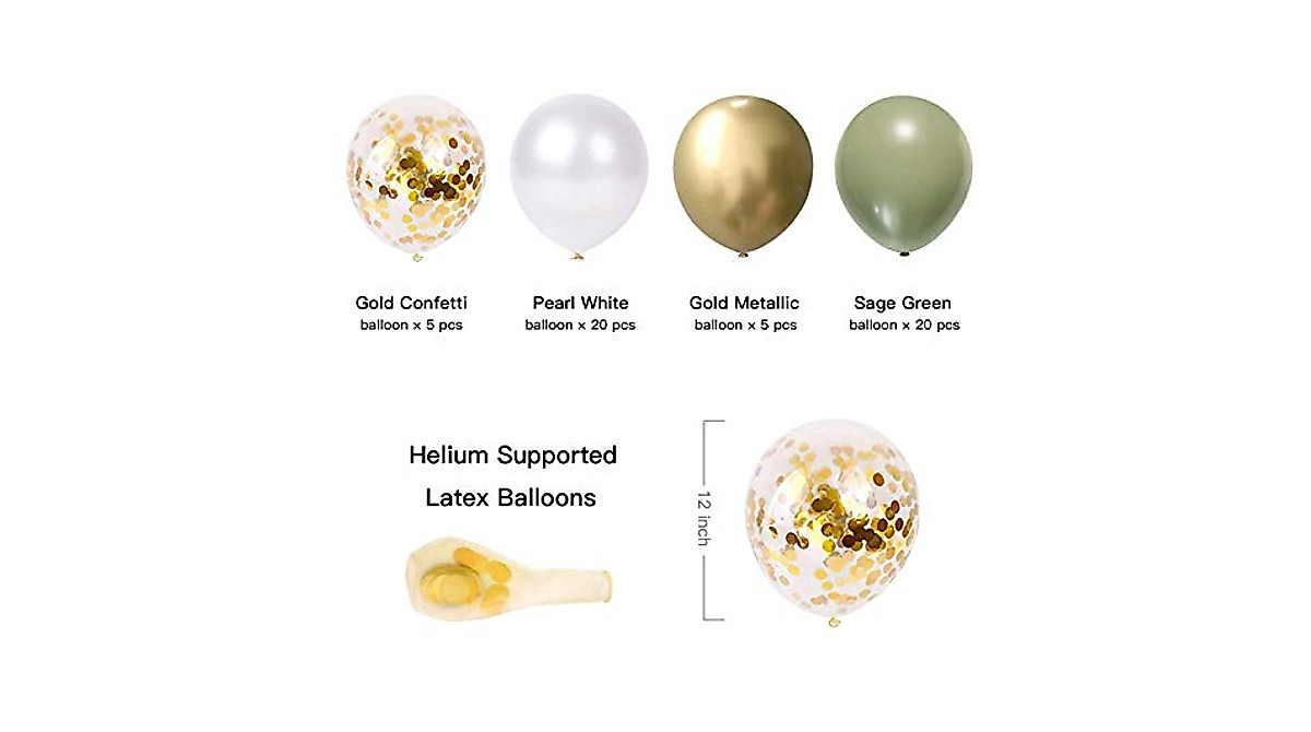 Elegant Sage Green & Gold Balloons for Weddings & Parties