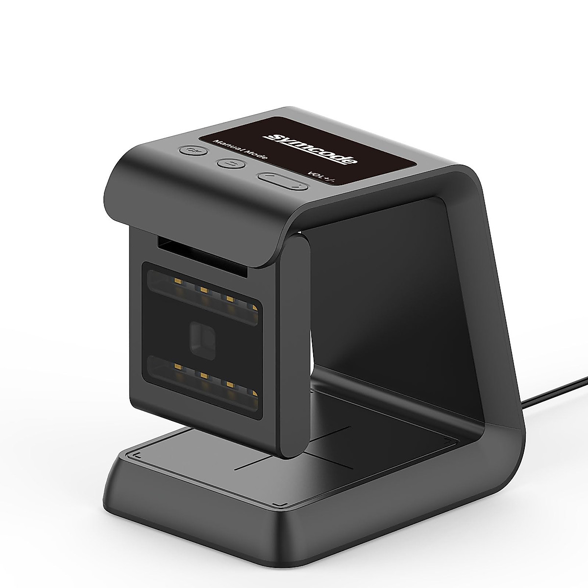 Symcode 1D 2D Hands-Free Barcode Scanner, with Omnidirectional Automatic Sensing Scanning Barcode Reader Adjustable Screen Scanning Platform Scanner for POS PC Supermarket Bookstore