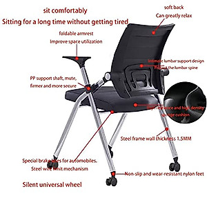 Folding Office Chair,Ergonomic Office Chair with Arms with Padded Seats,Foldable Desk Chair with Wheels,Comfy Home Office Chair PU Leather Padded Seat,Black
