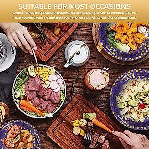 CENLBJ Purple and Gold Paper Plates,7INCH Purple Dessert Party Plates,Purple Foil Polka Dots Paper Plates for Birthdays,Graduation,Mardi Gras,Bridal Parties(100 PCS)