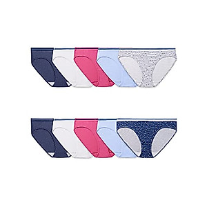 Fruit of the Loom Women's Tag Free Cotton Hipster Panties (6/M Size), Low Rise Hipster-10 Pack-Assorted Color, 6