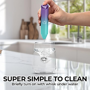 Zulay Kitchen Powerful Milk Frother Wand - Mini Milk Frother Handheld Stainless Steel - Battery Operated Drink Mixer for Coffee, Lattes, Cappuccino, Matcha - Froth Mate Milk Frother Gift - Aurora