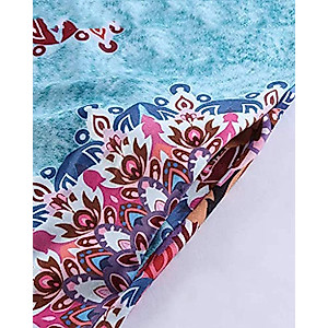 Boho Tshirt Dresses for Women Beach Casual Sleeveless Floral Shift Pockets Swing Loose (L,Bohemian Light Blue)