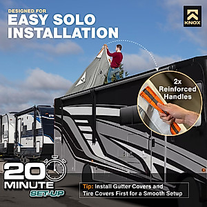 3rd Gen Motorhome RV Cover Class A, Anti-Tear 7 Layer APEX Fabric, Superior Class A Motorhome Cover, Camper RV Trailer Cover Includes Ladder Cover, Tire Covers, and Gutter Covers - Size 20-25 ft